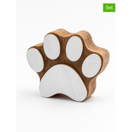Samimi 2er-Set: Blockdruck-Stempeln ''Paw'' in Natur/ Wei&szlig; - (L)5 x (B)5 cm - 32% | Kreativbedarf-diy