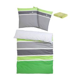 Tom Tailor HOME Renforc&eacute;-Bettw&auml;sche-Set ''Felix'' in Gr&uuml;n/ Grau - (L)200 x (B)135 cm - 44% | Bettwaesche-bettwaren