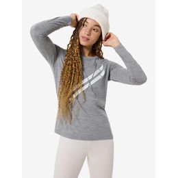 super.natural Funktionslongsleeve "Kryssede Ski" in Grau/ Wei&szlig; - 42% | Gr&ouml;&szlig;e M | Damen-outdoor-tops-shirts