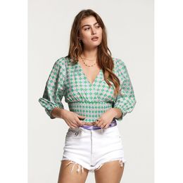 Shiwi Bluse in Gr&uuml;n/ Lila - 56% | Gr&ouml;&szlig;e L | Damen-blusen