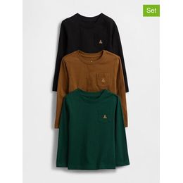 GAP 3er-Set: Longsleeves in Schwarz/ Hellbraun/ Gr&uuml;n - 52% | Gr&ouml;&szlig;e 68/74 | Baby-langarmshirts
