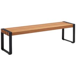 Ambia Garden Gartenbank, Schwarz, Teak, Holz, Metall, Eukalyptusholz, vollmassiv, 3-Sitzer, 170x45x41 cm, Gartenm&ouml;bel, Gartenb&auml;nke