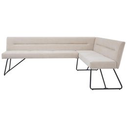 Stylife Eckbank, Schwarz, Beige, Metall, Textil, 5-Sitzer, L-Form, 225x165 cm, seitenverkehrt erh&auml;ltlich, mit R&uuml;ckenlehne, Esszimmer, B&auml;nke, Eckb&auml;nke