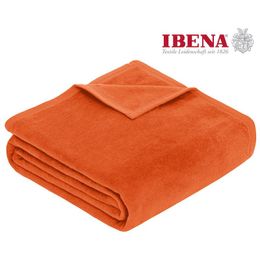 Ibena Wohndecke &raquo;Luxus&laquo; verschiedene gr&ouml;&szlig;en, uni, kuscheldecke, premium, made in Europe! orange Baumwolle, Kunstfaser