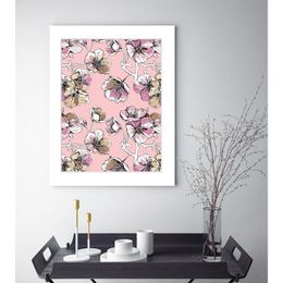 queence Bild &raquo;Mona&laquo; Blumen Blumenbilder Kunst Pflanzen Pflanzenbilder gerahmt, Blumen rosa Acrylglas, Holz, Papier