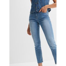 bonprix Damen bonprix 7/8-Jeans &raquo;Slim Fit Jeans Mid Waist, cropped&laquo; Slim fit Passform, aus Baumwollmischung, mit vier Taschen blau 44, N-Gr