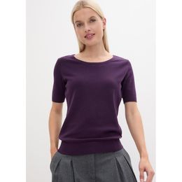 bonprix Damen bonprix Strickpullover &raquo;Kurzarm Pullover&laquo; aus Baumwolle und Polyamid, Kurzarm-Design, figurbetonte Passform lila 48/50 (XL)