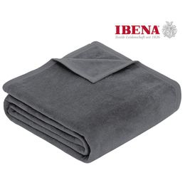 Ibena Wohndecke &raquo;Luxus&laquo; verschiedene gr&ouml;&szlig;en, uni, kuscheldecke, premium, made in Europe! grau Baumwolle, Kunstfaser