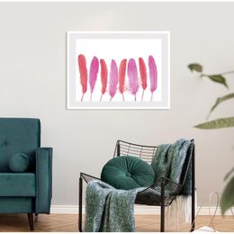 queence Bild &raquo;Ulla&laquo; Federn Kunst Federn, gerahmt pink Acrylglas, Holz, Papier
