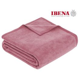 Ibena Wohndecke &raquo;Luxus&laquo; verschiedene gr&ouml;&szlig;en, uni, kuscheldecke, premium, made in Europe! rosa Baumwolle, Kunstfaser