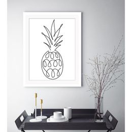 queence Bild &raquo;Juliane&laquo; Abstrakt Ananas Kunst Obst Schwarz-Wei&szlig; gerahmt, Ananas schwarz Acrylglas, Holz, Papier