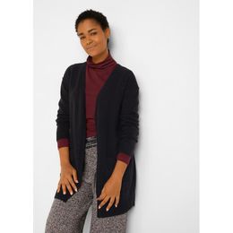 bonprix Damen bonprix Longstrickjacke l&auml;ssig geschnitten, h&uuml;ftbedeckende L&auml;nge, mit aufgesetzten Taschen schwarz 36/38 (S)