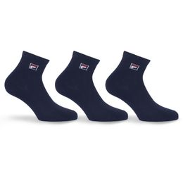 Fila Damen Kurzsocken &raquo;UNISEX QUARTER PLAIN SOCKS&laquo; 3 Paar tlg. mit eingestrickem Logo blau 35-38