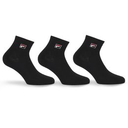 Fila Damen Kurzsocken &raquo;UNISEX QUARTER PLAIN SOCKS&laquo; 3 Stk. tlg. mit eingestrickem Logo schwarz 43-46