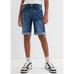 bonprix Kinder bonprix Bermudas aus Stretch-Material, Slim fit Passform, verstellbarer Taillenbund blau 176, N-Gr
