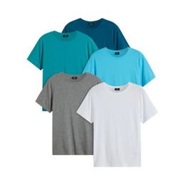 bonprix Herren bonprix T-Shirt &raquo;T-Shirt (5er Pack)&laquo; Packung, 5, 5 Stk. Regular Fit, Kurzarm, f&uuml;r warme Tage, aus Baumwolle und Viskose wei&szlig; 48/50 (M)