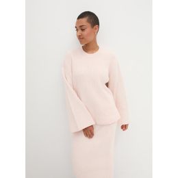 bonprix Damen bonprix Strickpullover aus Polyester, mit Stehkragen, Oversize-Passform, feiner Rippstrick rosa 52/54 (XXL)