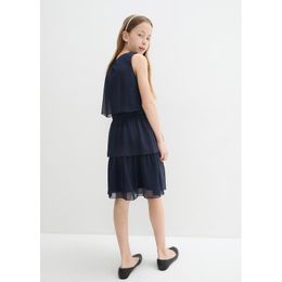 bonprix Kinder bonprix Chiffonkleid f&uuml;r festliche Anl&auml;sse, aus Polyester, Regular Fit blau 176, N-Gr