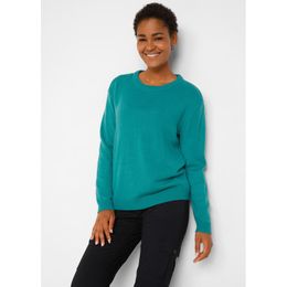 bonprix Damen bonprix Strickpullover aus Polyacryl, mit Rundhals-Ausschnitt, l&auml;ssige Passform blau 32/34 (XS)