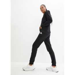 bonprix Damen bonprix Jogginganzug zweiteiliges Set, innen weich angeraut, aus Baumwolle und Polyester schwarz 56/58 (XXXL)