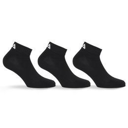 Fila Damen Kurzsocken &raquo;UNISEX INVISIBLE PLAIN SOCKS&laquo; 3 Paar tlg. mit Logostickerei schwarz 39-42