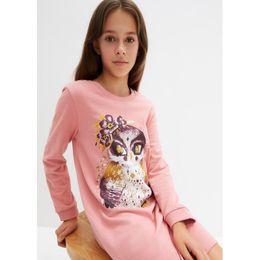 bonprix M&auml;dchen bonprix Sweatkleid &raquo;Sweatkleid aus reiner Baumwolle&laquo; f&uuml;r den Alltag, aus Baumwolle, Regular Fit, mit Tiermotiv-Print rosa 176/182, N-