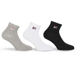 Fila Damen Kurzsocken &raquo;UNISEX QUARTER PLAIN SOCKS&laquo; 3 Paar tlg. mit eingestrickem Logo bunt 39-42