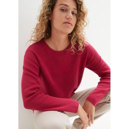bonprix Damen bonprix Strickpullover &raquo;Milano Rib Pullover mit Rundhals&laquo; aus Baumwolle und Polyacryl, mit Rundhalsausschnitt rosa 40/42 (M)