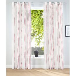 OTTO home Gardine &raquo;Dimona&laquo; &Ouml;sen 2 Stk. tlg. 2-er Set, transparent, Voile, Polyester, Wellen rosa Voile, Polyester