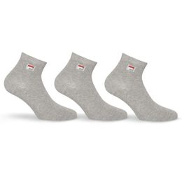 Fila Damen Kurzsocken &raquo;UNISEX QUARTER PLAIN SOCKS&laquo; 3 Paar tlg. mit eingestrickem Logo grau 35-38