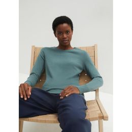 bonprix Damen bonprix Strickpullover aus Baumwollmischung, ohne Verschluss und Kragen, Slim Fit Passform gr&uuml;n 48/50 (XL)