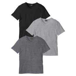 bonprix Herren bonprix T-Shirt &raquo;T-Shirt mit V-Ausschnitt (3er Pack)&laquo; Packung, 3, 3 Stk. Regular Fit, V-Ausschnitt, aus Baumwolle grau 64 (3XL)