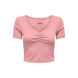 Only Damen Only Kurzarmshirt &raquo;ONLBETTY LIFE S/S SCALLOP V-NECK CC JRS&laquo; mit Raffung am Ausschnitt XS