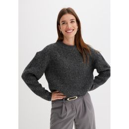 bonprix Damen bonprix Strickpullover aus Polyester, Polyacryl, Polyamid und Wolle, weit geschnitten grau 44/46 (L)
