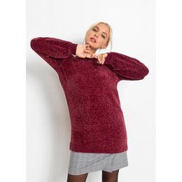 bonprix Damen bonprix Longpullover &raquo;Chenille-Longpullover&laquo; aus Chenille, mit breitem U-Boot-Ausschnitt, f&uuml;r k&uuml;hle Tage rot 48/50 (XL)