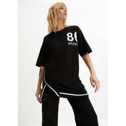 bonprix Damen bonprix Oversize-Shirt &raquo;Oversize-Shirt aus softem Viskose-Mix&laquo; bequeme Passform, mit asymmetrischem Schlitz, aus Viskose-Mix schwarz 48/