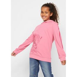 bonprix Kinder bonprix Hoodie, Regular Fit, mit Tier-Motiv, aus Baumwolle, mit Print rosa 164/170