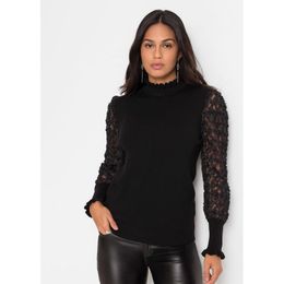bonprix Damen bonprix Rollkragenpullover &raquo;Rollkragenpullover aus flie&szlig;endem Viskose-Mix&laquo; aus Viskose-Mix, mit Stehkragen, mit transparenten &Auml;rmeln 