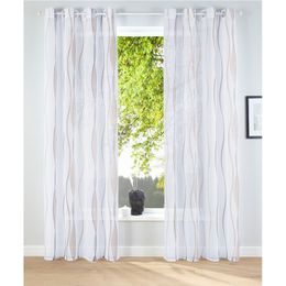 OTTO home Gardine &raquo;Dimona&laquo; &Ouml;sen 2 Stk. tlg. 2-er Set, transparent, Voile, Polyester, Wellen grau Voile, Polyester