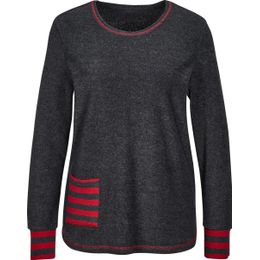 w&auml;schepur Damen Schlafanzug anthrazit-meliert-rot Gr&ouml;&szlig;e 36/38