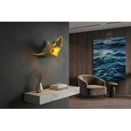 Riess Ambiente Moderne Wandlampe SHARK 40cm gold Hai-Skulptur handmade Riess-Ambiente