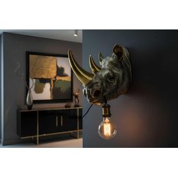 Riess Ambiente Moderne Wandlampe RHINO 40cm gold Nashorn-Skulptur handmade Riess-Ambiente