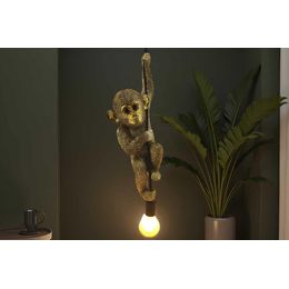 Riess Ambiente Moderne H&auml;ngelampe MONKEY 55cm gold Affen-Skulptur handmade Riess-Ambiente