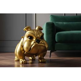 Riess Ambiente Deko-Figur BULLDOG 70cm gold handmade Hunde-Skulptur Riess-Ambiente Glamour