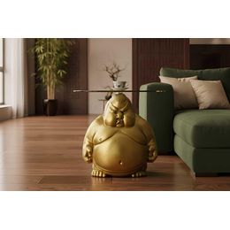 Riess Ambiente Runder Couchtisch SUMO 55cm gold Skulptur handmade Riess-Ambiente Sofatisch Wohnzimmertisch S&auml;ulentisch Asiatisch Glamour Modern