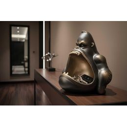 Riess Ambiente Deko-Figur KING KONG 35cm bronze mit Ablagefach handmade Schale Riess-Ambiente Glamour