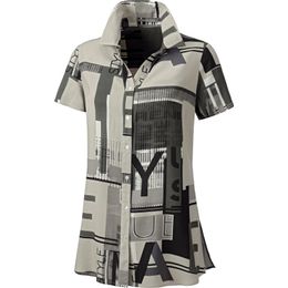 CR&Eacute;ATION L Damen Longbluse in grafischem Dessin schwarz-ecru-bedruckt Gr&ouml;&szlig;e 48