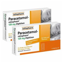 PARACETAMOL-ratiopharm 125 mg Z&auml;pfchen Doppelpackung (2x 10St) 2 St