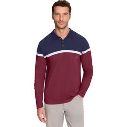 Catamaran Herren Langarm-Poloshirt im Colour Blocking-Dessin marine-dunkelrot Gr&ouml;&szlig;e 44/46
