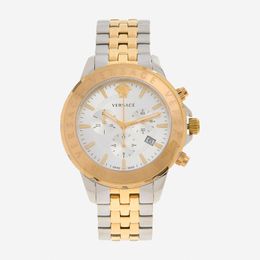 Versace Silber-goldfarbene Chronographen-Armbanduhr